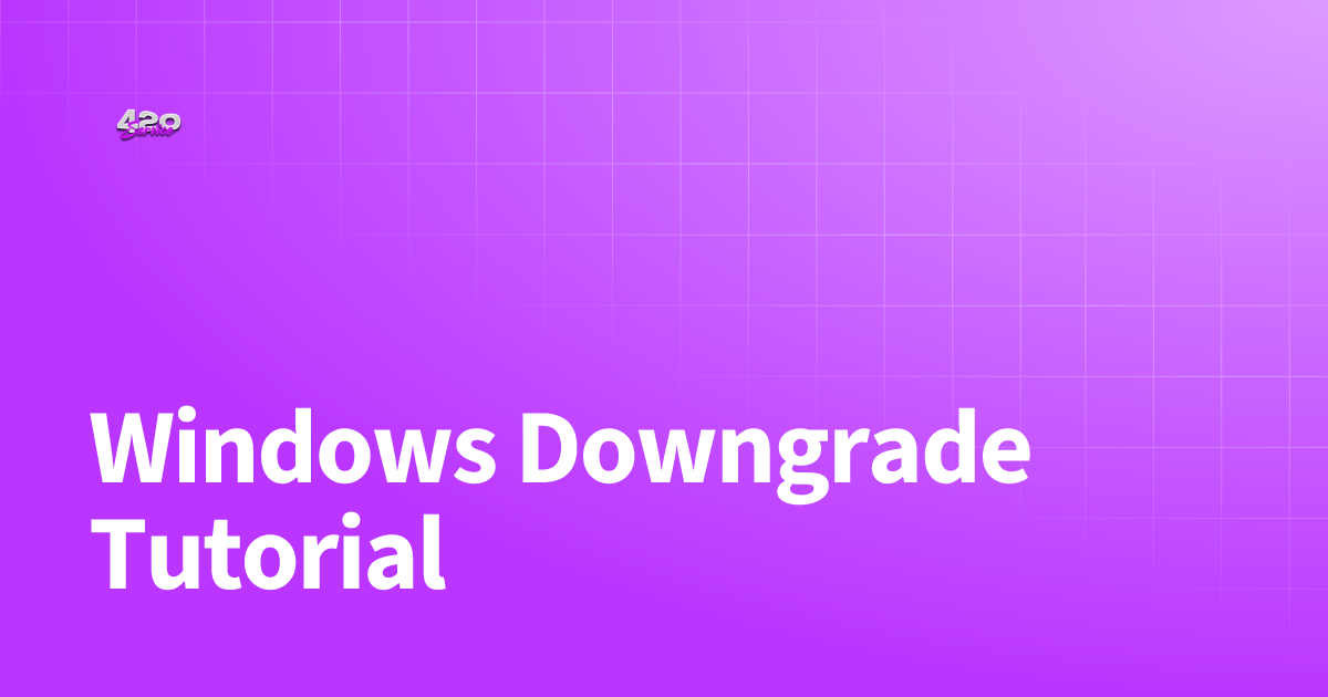 Windows Downgrade Tutorial | Tutorial | 420-Services.net